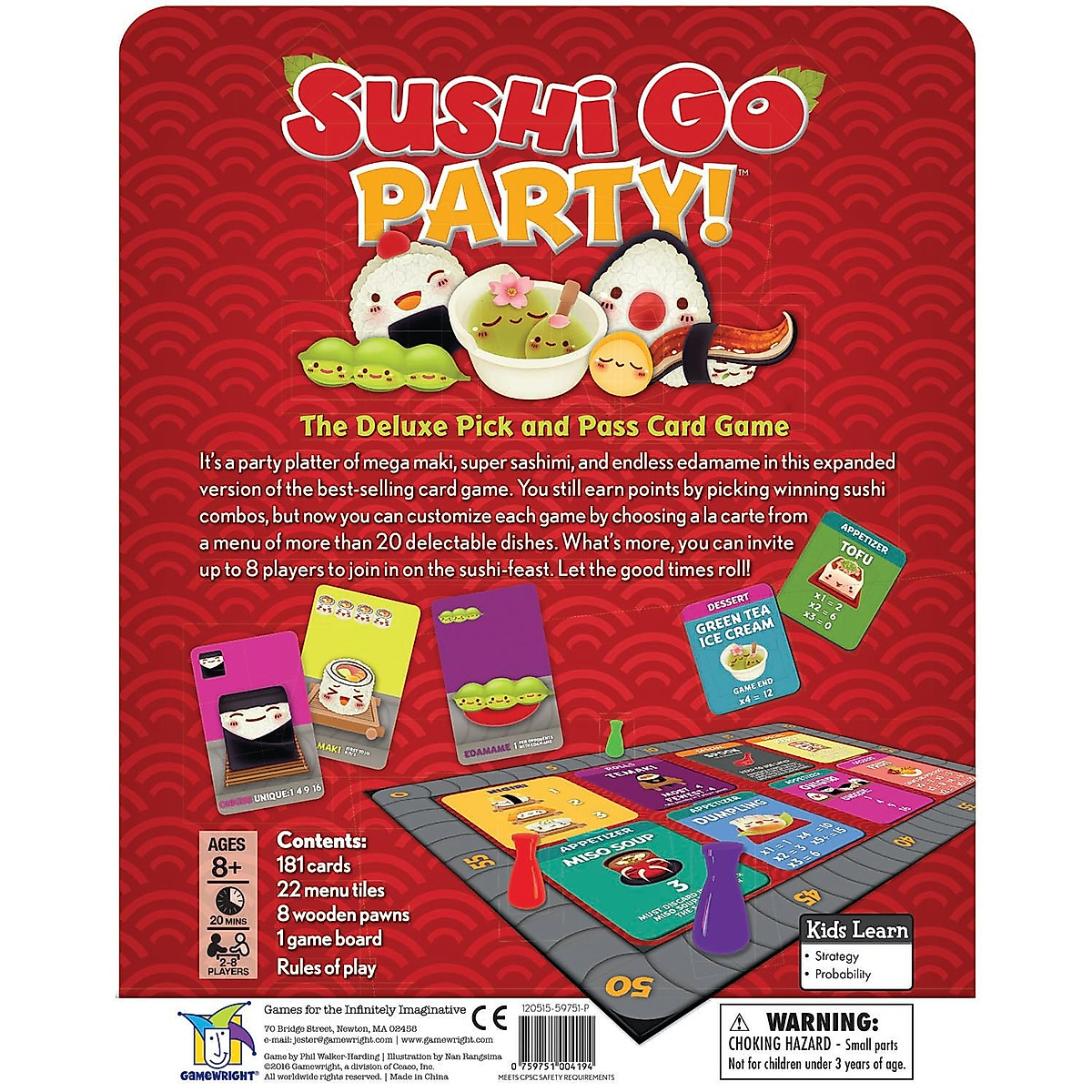 Sushi Go Party! - The Deluxe Pick & Pass Card Game by Gamewright, Multicolored