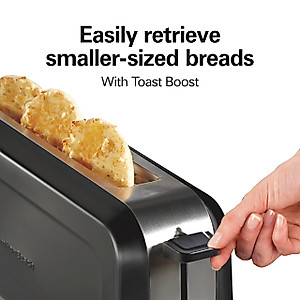 Hamilton Beach Extra Long Slot 2 Slice Toaster with Browning Control, Bagel Function, Cancel Button & Auto Shutoff, Modern Slim Design Fits Any Space, Black (22989)