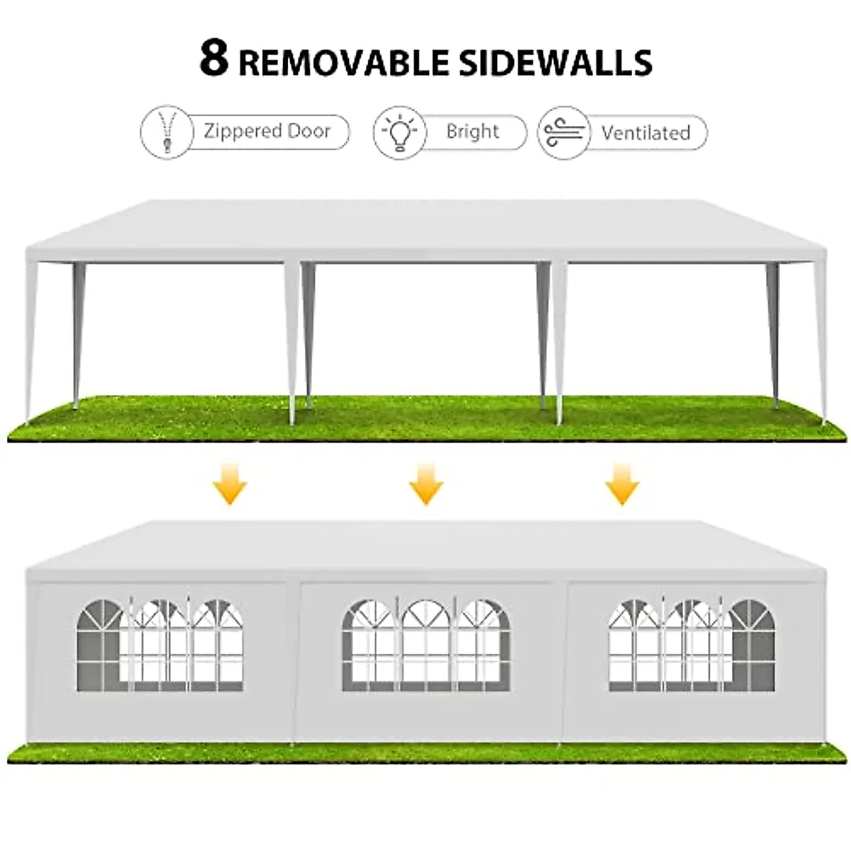 HomGarden 10'x30' Outdoor Canopy Tent Patio Camping Gazebo Shelter Pavilion Cater Party Wedding BBQ Events Tent w/Removable Sidewalls