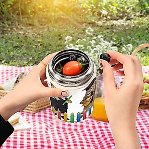CUPADA Beige Pets Funny Food Jar, Back To Insulated Hot Food Jars Vacuum 17OZ with Folding Spoon for Work Trip Picnic Camping
