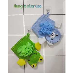 Kids Bath Mitts Loofah for Kids 2 Pack Exfoliating Glove Body Scrubber for Shower Wash Cute Design Gloves, Easy to Lather