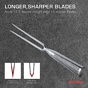Global GF-24, Classic Straight, Stainless Steel Carving Fork, Medium, Silver