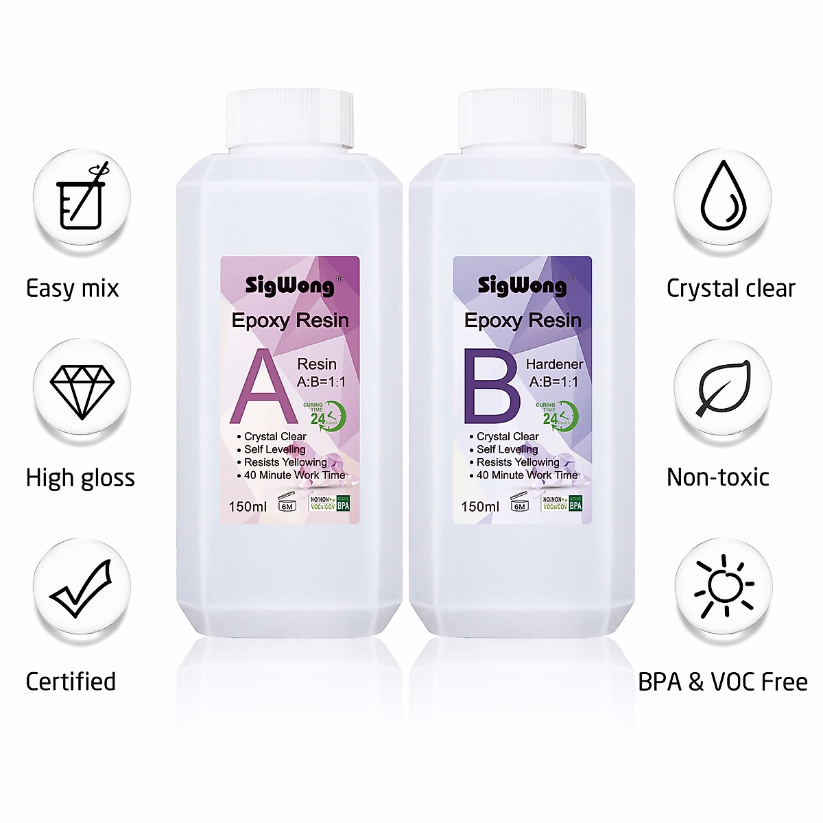 Epoxy Resin Crystal Clear Coating Kit 300ml - 2 Part Casting Resin For Art, Craft, Tumbler, Jewelry Making, Bonus Glove, Mixing Stick, Graduated Cup, Resin Pigment, Glitter, Dispensing Cup, Tablecloth