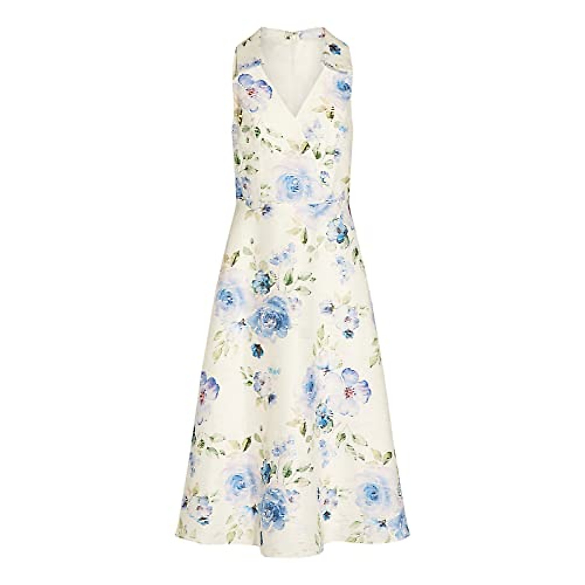 Adrianna Papell Women's Printed Jacquard Shirt Dress, Ivory/Blue, 10