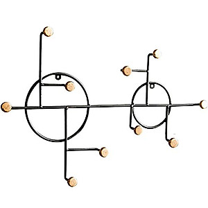 AVEO Coat Hooks 10 Hooks Wrought Iron Wall Hanging Coat Rack Key Hanger Frame Wall Rack Kitchen Bathroom Wall Home Decoration Coat Rack Wall Mount (Color : Black)