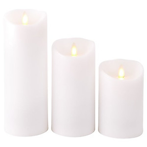 Liown Flameless Candle: Unscented Moving Flame Candle with Timer (4" White)