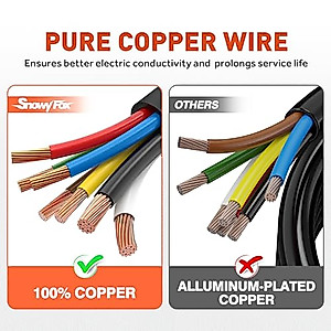 SnowyFox 7 Way Trailer Plug Cord Junction Box - Heavy Duty 7 Pin Trailer Wiring Harness Inline Cord Cable Weatherproof Corrosion Resistant, 8 feet