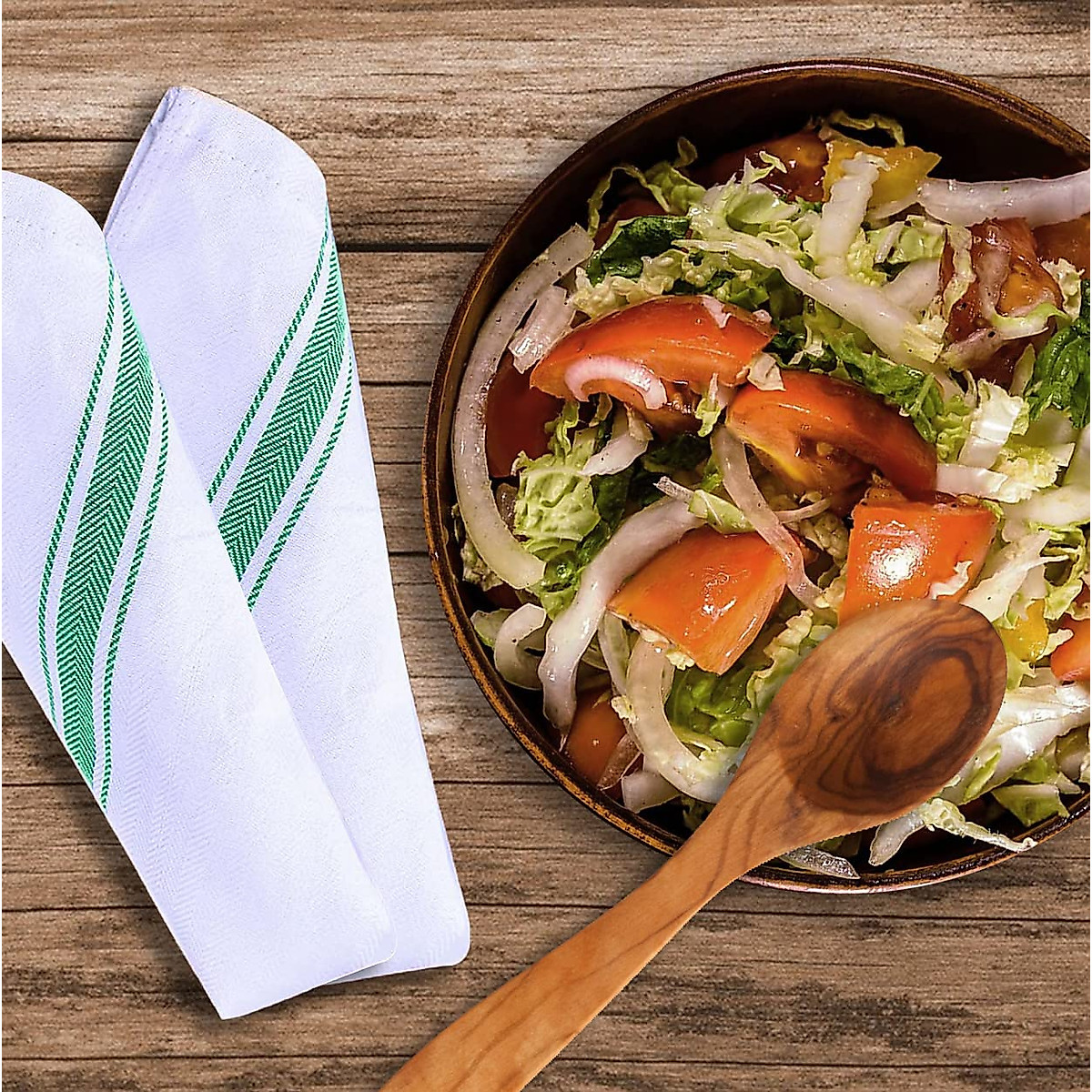 Avalon Dish Towels Set (Value Pack of 15) Size 15x25 Inch, 100% Cotton Soft & Absorbent Linen Kitchen Towels, Tea Towels, Reusable Cleaning Cloths for Household Cleaning (Green)