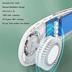 2023 Bladeless Hanging Neck Fan Portable Sport Fan, Personal Fan, Rechargeable USB Fan Adjustable Width Cooling Neck Fan with 3 Speeds for Yard Work, Concerts, Outdoor and more