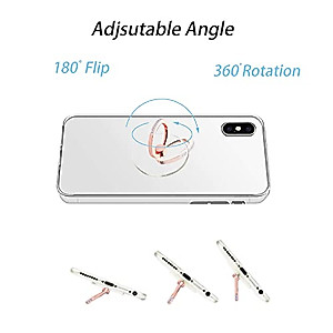 TACOMEGE Transparent Clear Phone Holder Ring Grips for iPhone Samsung Galaxy, Finger Ring Stand for Smartphones Tablets Cases (Round-Rose Gold-Crystal)