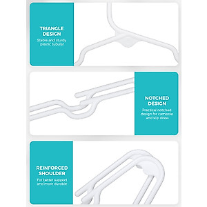 Smartor White Plastic Baby Hangers, Kids Hangers with Dividers, Baby Clothes Hangers for Closet, Cute Baby Hangers for Nursery, Clothing Hangers for Infant, Baby, Kids, Newborn, nursery-60 Pack