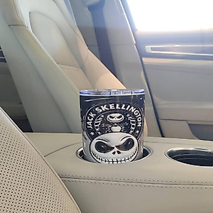 LAZYKITTY 3D Inflated Jack Skellington Nightmare Before Christmas Tumbler Cup with Straws and Lid, Nightmare Before Christmas Gift for Men Women, Stainless Steel Vacuum Insulated, Epoxy Coated, 20 Oz