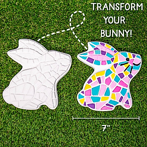 Creative Roots Paint Your Own Bunny Garden Stone, Craft Kits, Stepping Stones Kit for Kids, Ceramics to Paint, Ages 6+
