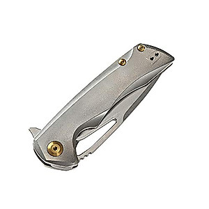 KANSEPT Kryo S35VN 8.08in Folding Pocket Knives with 3.58in Drop Point Blade and 6AL4V Titanium Handle in Orange Peel Finish with Reversible Pocket Clip, EDC Flipper for Outdoor K1001A1