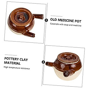 UPKOCH Old Fashioned Medicine Pot Korean Clay Pot Braising Pan with Lid Water Kettle Stovetop Medicines Kettle Ceramic Soup Pot Stovetop Tea Pots Medicine Cooker Pottery Clay Casserole
