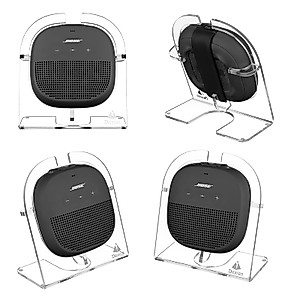 TXEsign Desktop Stand for Bose SoundLink Micro Portable Speaker, Acrylic Speaker Stand Holder Shop Display Stand Table Stand Holder Anti-Slip Base Stand (Transparent)