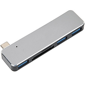 USB C HUB, 5 in 1 Type‑C Multi‑Port Docking Station Type‑C to Memory/Storage Card/USB3.0 Adapter TF/SD Dual Card Slot SD3.0 Protocol Read Speed of About 480Mbps Plug and Read