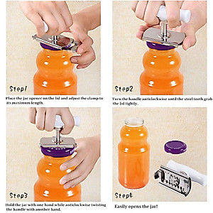 Jar Opener Multifunction Adjustable for 1-4 inches Bottle Can, Stainless Steel Lids Off Jar Opener. Fit Seniors, Arthritis, Women, Chilren, Weak Hands