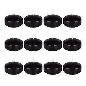 Mega Candles 12 pcs Unscented Black Floating Disc Candle, Hand Poured Paraffin Wax Candles 2 Inch Diameter, Home Décor, Wedding Receptions, Baby Showers, Birthdays, Celebrations & Party Favors