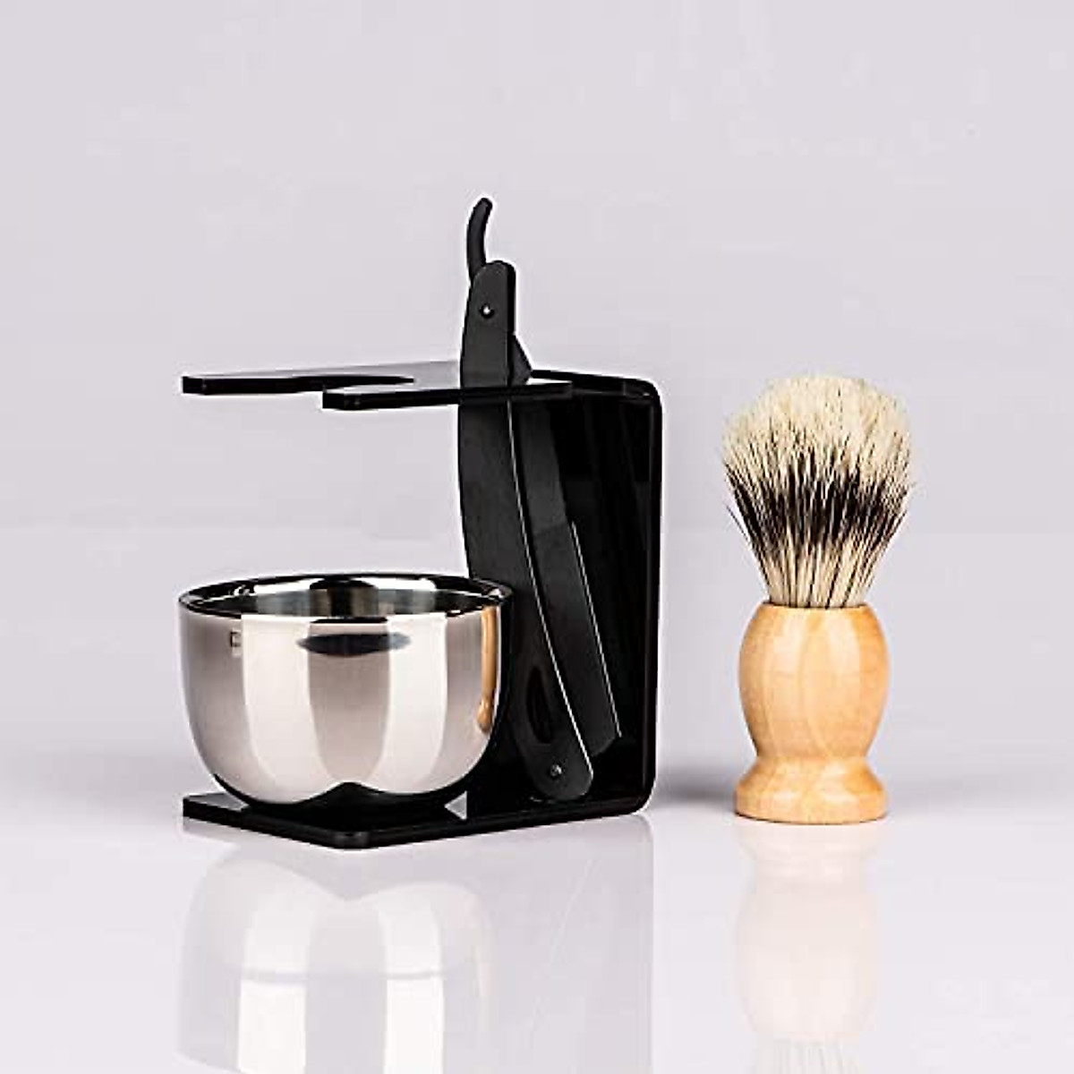 Barber Straight Razor Kit Durable Barber Straight Edge Razor Kit with 10 Double Edge Straight Razor Blades,Shaving Bowl and Stand,Shaving Brush with Wood Handle,Shaving Kit for Men