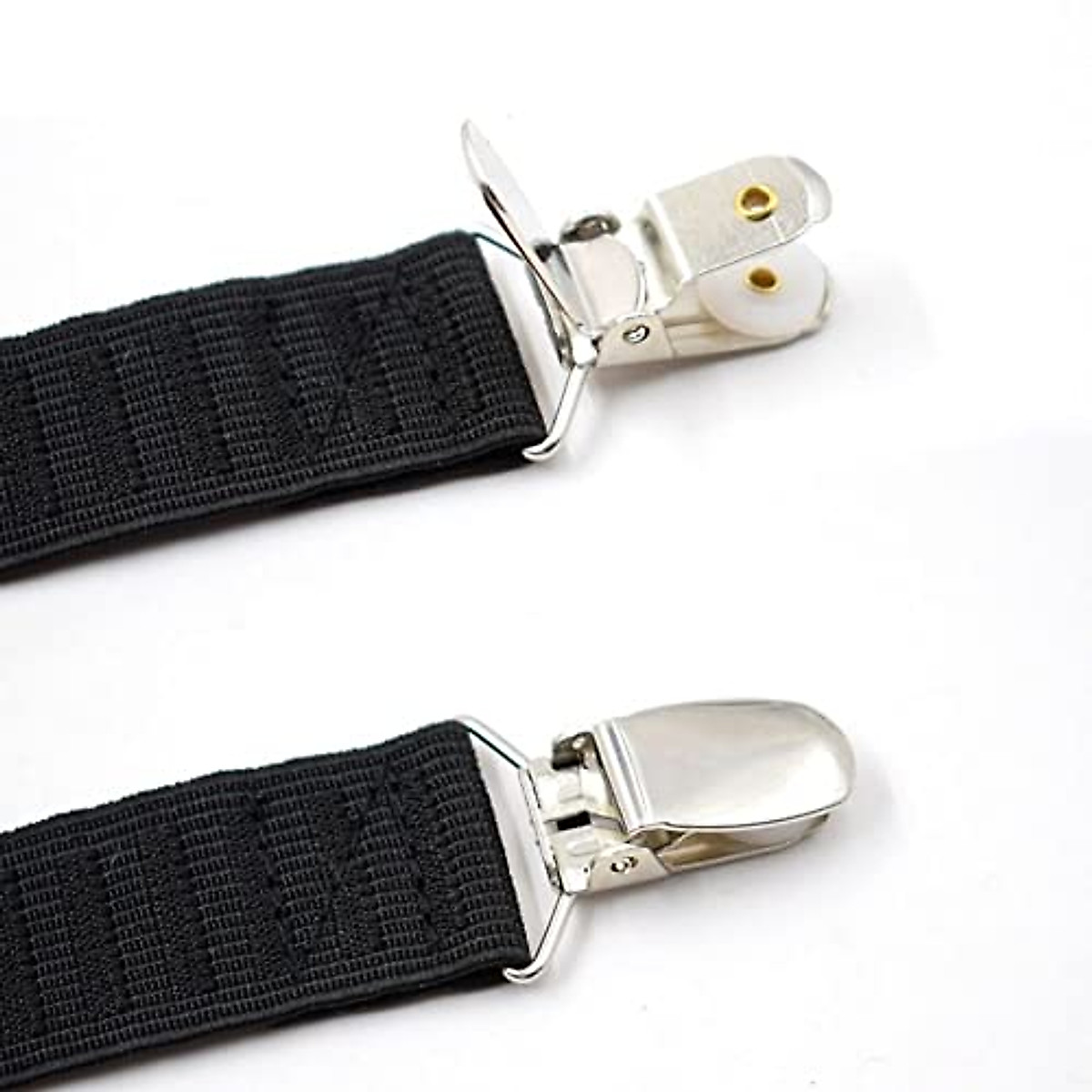 VVS Mens Shirt Stays Durable Elastic with Non-Slip Locking Clamps Adjustable Military Shirts Holder, Black, One Size (2)