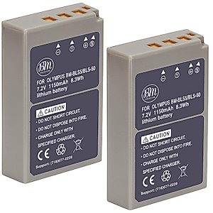 BM Premium 2 Pack of BLS-50, PS-BLS5 Batteries for Olympus OM-5, OM-D E-M5 III, E-M10, E-M10 III, E-M10 IV, E-PL7, E-PL8, E-PL9, E-PL10, Stylus 1 Cameras