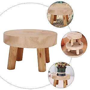 Totority 1pc Shelf Flower Stand Plant Pedestal Plant Riser Nightstand Decor Planter Wood Plant Stand Wood Plant Stool Corner Plant Stand Mini Plant Stand Candlestick Tree Shape Bench Wooden