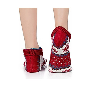 Century Star Women Slipper Socks Soft Cozy Animal Christmas Socks Anti-Slip Fuzzy Slipper Warm Winter Floor Socks 1 Pack Red Elk One Size