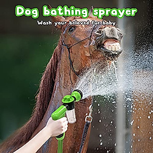 GINDOOR 6 Pieces Pet Bathing Tool Set Include Hose Spray Nozzle Livestock Foamer Soap Dispenser with Connectors and Dog Rubber Comb Brush, Dog Bathing Sprayer for Pets Showering …