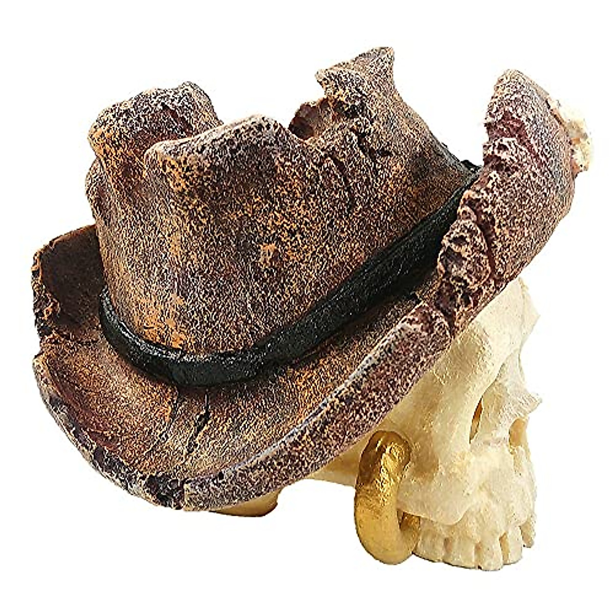 BCSIUHD Aquarium Ornament - Fish Tank Decorations Supplies Accessories Handsome Cowboy hat Pirate Skull Decor Resin Aquarium cave（Brown）