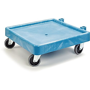 Carlisle FoodService Products E-Z Glide Warewashing Rack Dolly Dishwashing Rack Dolly with Drain for Kitchen and Restaurants, Plastic, 22.5 x 22.5 x 8 Inches, Blue