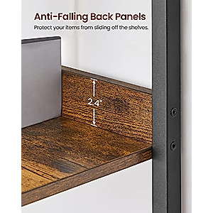 VASAGLE 5-Tier Bookshelf, Bookcase for Office, 11.8 x 23.6 x 56.7 Inches, Shelving Unit, with Back Panels, Industrial Style, for Living Room, Study, Home Office, Rustic Brown and Black ULLS117B01