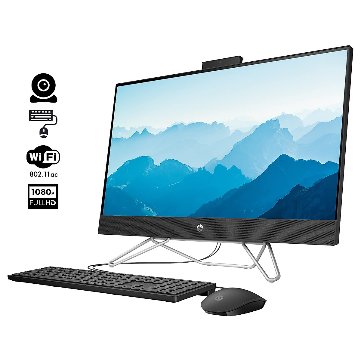 HP 2022 Newest All-in-One Desktop Computer, 27'' Full HD Display, AMD Ryzen 5 5500U Processor, 16GB RAM, 1TB SSD, Wi-Fi, HDMI, Webcam, Bluetooth, Windows 11 Home, Black