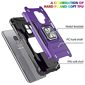 AYMECL for Galaxy S9 Case,Samsung S9 Case with 3D Curved HD Screen Protector[2 Pack],Military Grade Double Shockproof with Kickstand Protective Case for Samsung Galaxy S9-Purple