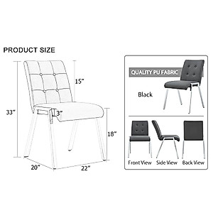 ZEnvya Dining Chairs High Back Leather Grid Side Chairs Upholstered Armless Chair with Metal Legs for Home Kitchen Living Rooms and Office (Gray 4-Piece)