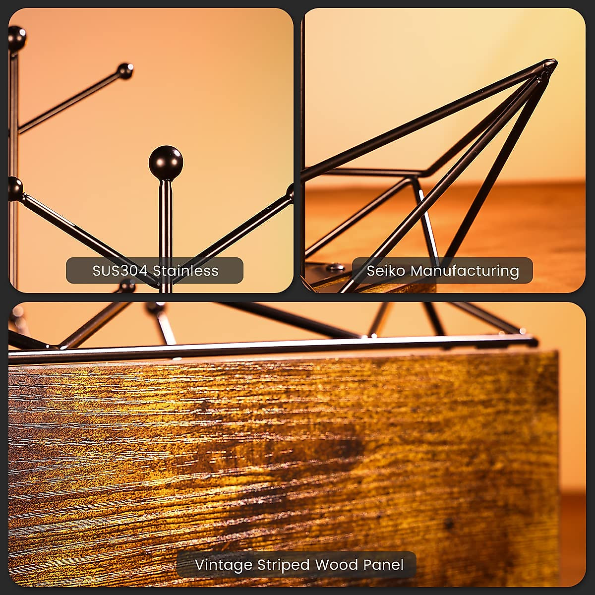 MAWEW Coffee Mug Holder,Wooden Coffee Mug Holder,Mug Holder,Coffee Cup Holder For Countertop,Small Boat Personalized Coffee Mug Holder,Coffee Mug Holder Is Iron And Wood Combination,Hold Up To 10 Cup.