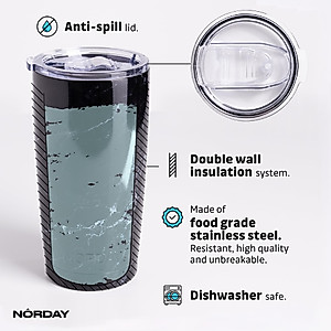 NORDAY | Tumbler Cup with Lid - 20oz - Black Marble | Vacuum Insulated Tumbler - Travel Tumbler - Stainless Steel Tumblers - Double Wall Coffee Tumbler - Keeps Temperature up to 24hr - Anti Spill Lids