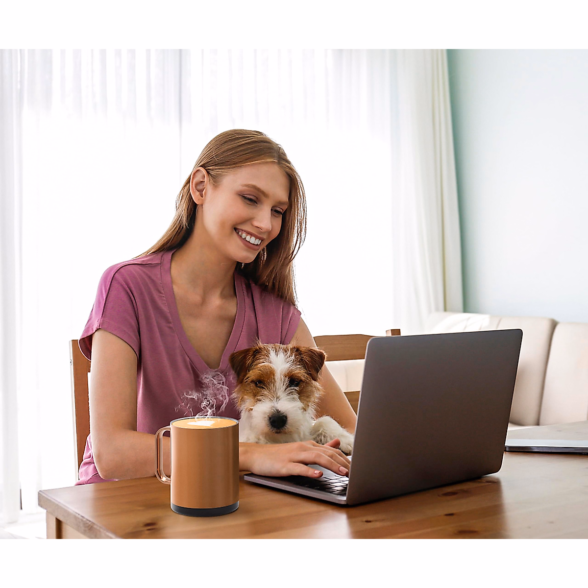 CERA+ Temperature Controlled Smart Mug 2, Self-Heating Coffee Mug with Lid, 90 Minutes Battery Life, APP or Manual Control, Gift-Packing(Brown - 14 oz)