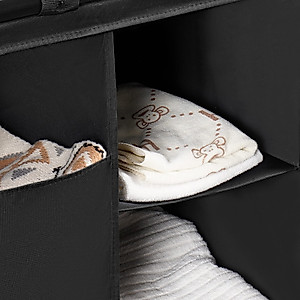 Heybly Luggage Rack with Laundry Bag,Steel Folding Suitcase Stand for Bedroom, Hotel, Foldable Steel Frame, Guest Room Bedroom Hote, 23.62" L x 15.57" W x 24.21" H, Black,HLR006B1