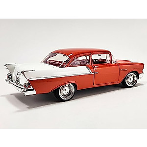 1957 Chevy 150 Custom Cruiser Orange Metallic and White Limited Edition to 300 Pieces Worldwide 1/18 Diecast Model Car by Acme A1807015