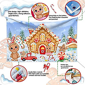 Gingerbread Christmas Decorations Christmas Ginger Bread Backdrop Porch Sign Outdoor Door Banner Holiday Home Office Fireplace Christmas New Year Party Decorations