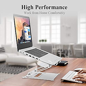 FLAGTOP Adjustable Laptop Stand for Desk, Ergonomic Portable Aluminum Laptop Desk Stand, Non-Slip, Stable, Foldable Laptop Riser, Compatible with MacBook Pro/Air and More Notebooks