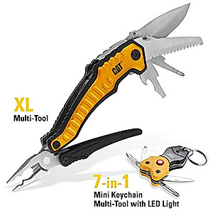 Cat 2 Piece XL Multi-Tool and Multi-Tool Key Chain with Light Gift Box Set - 240240, Yellow