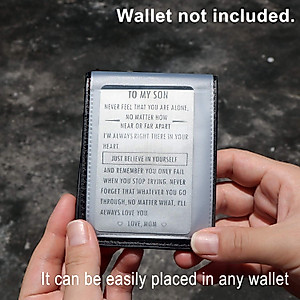 XYBAGS Gifts for Son from Mom, To My Son Engraved Wallet Card Inserts with Inspirational Quotes, Christmas, Birthday, Graduation, Gift Ideas