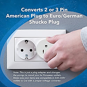 OREI American USA to European Schuko Germany Plug Adapters CE Certified Heavy Duty - 6 Pack - Perfect for Travelling with Cell Phones, Laptops, Cameras & More
