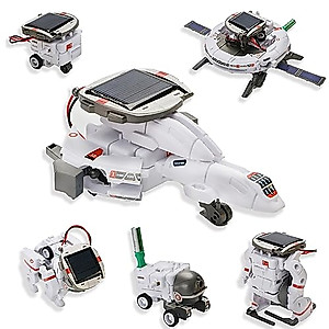 6-in-1 STEM Solar Robot Kit, Solar Robot Space Toys Building Science Kits, Educatoinal Learning Science Building Toys DIY Educational Science Kits Gift for Kids Ages 8-12(White)