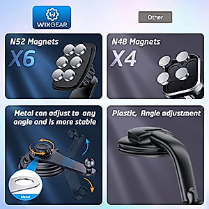 WixGear Universal Bendable Dashboard Magnetic Phone Car Mount, for Cell Phones and Mini Tablets with Strong Dashboard Lock (Newer 2023 Dashboard Model)