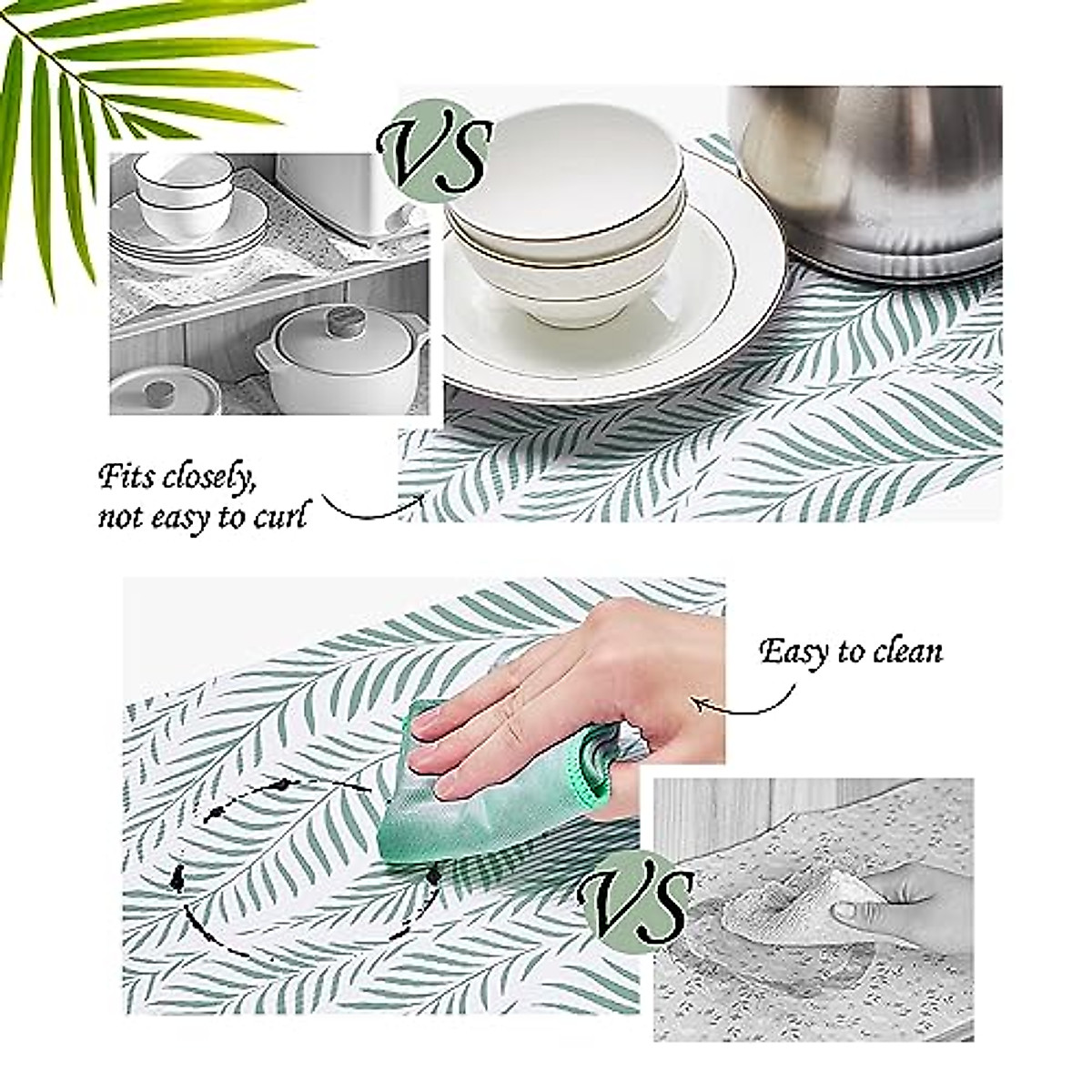 Jersow Shelf Liner Non Slip, Non Adhesive Drawer Liner, Waterproof Shelf Liners for Kitchen Cabinets, Drawer, Fridge, Wire Shelving, Pantry, Under Sink, Bathroom-12 X 20FT, Heavy Duty(Green)