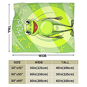 Funny Green Frog Throw Blanket Cartoon Cute Frog Print Blanket Gifts for Frog Lovers Kids Adults Super Soft Cozy Fleece Warm Lightweight Plush Blanket Decor for Living Room Couch Bed Dorm 40''X50''