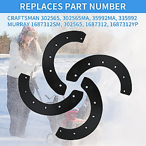 Rubber 302565MA Snow Thrower Paddle - Augymer Snow Blower Replacement for Craftsman Murray Snowblower